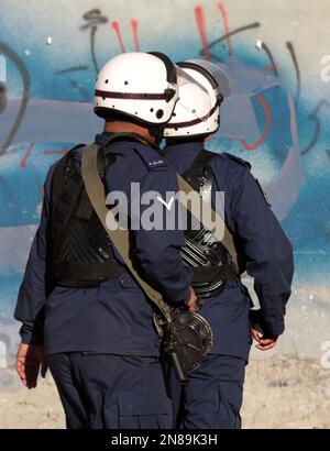 Riot police look for Bahraini anti-government protesters in Diraz ...