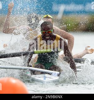 South Africa rowers, from rear, James Thompson, Matthew Brittain, Sizwe ...
