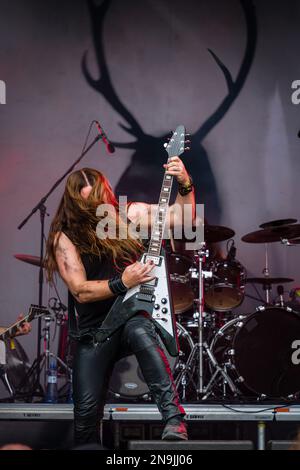 Ein vertikales Bild von Gaahls Wyrd, der beim brutal Assault 2022 ...