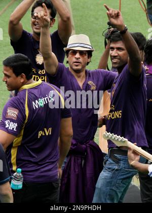 Kolkata Knight Riders team co-owner and Bollywood actor Shah Rukh Khan ...