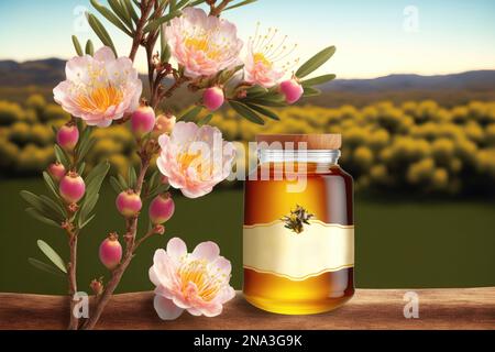 Manuka Honig, der aus dem Nektar der Manuka Blume in Neuseeland gewonnen wurde, hat einen Ruf ...