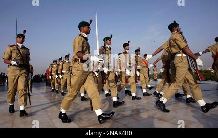 A contingent of the cadets of Pakistan army march during a ceremony at ...