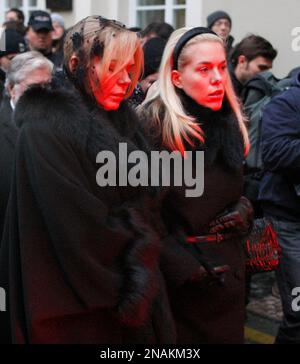 Havel's widow Dagmar Havlova and her daughter Nina, from left, attend ...