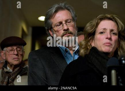 Dr. William Petit Jr., center speaks to the media outside Superior ...