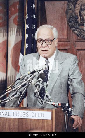 Nicaraguan Contra leader Adolfo Calero gestures during a Miami news ...