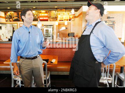President of Miami-based Burger King, Steve Wiborg, in apron, with ...