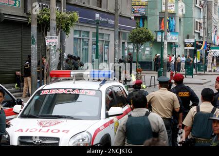 Members of Peru's police special weapons and tactics operations unit ...