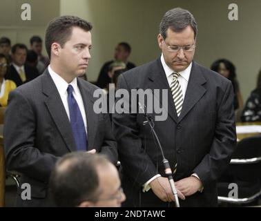 Former Ohio Attorney General Marc Dann speaks to reporters outside of ...
