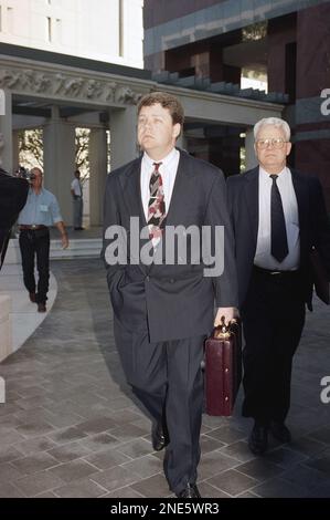 Los Angeles police officer Laurence Powell, right, and his attorney ...