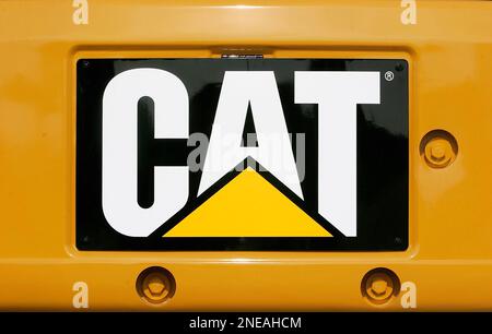 The Caterpillar logo is seen on service trucks at the Altorfer ...