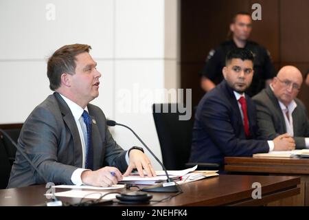 Lake County, Ill., State's Attorney Eric Rinehart, left, addresses ...