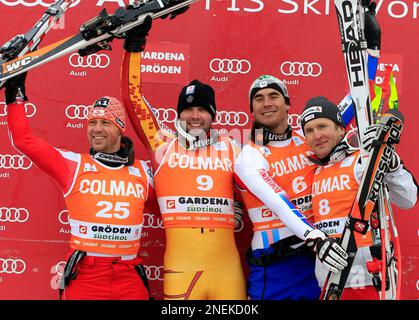 From left, Second-placed Mario Scheiber, of Austria, winner Manuel ...