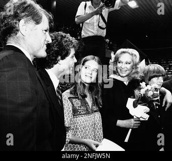 Edward M. Kennedy Jr. poses with his wife Kiki and daughter Kiley ...