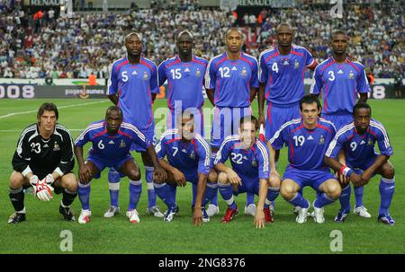 France soccer players, from left, Thierry Henry, Anthony Reveillere ...