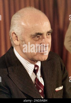 Charlie Finley, owner of the Oakland A's, addresses a crowd following ...