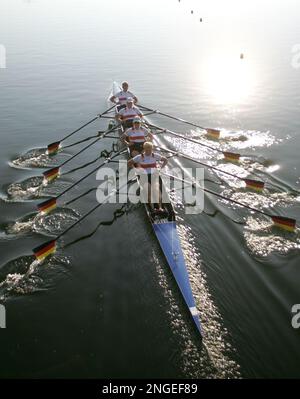 The German Women's Quad Scull boat, winner of the gold medal at the ...