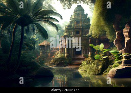 Die Maya-Zivilisation hat Illustrationen erstellt, die antike Ruinen ...