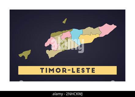 Karte Timor-Leste. Länderposter mit Regionen. Alte Grunge-Textur. Form ...
