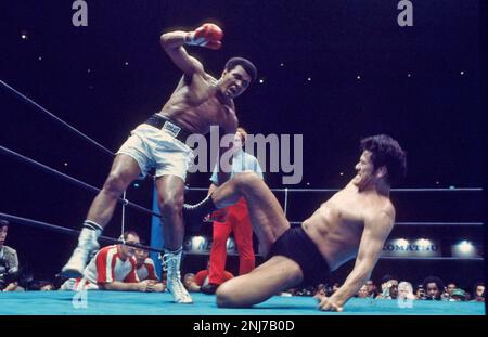 Antonio Inoki fights against Muhammad Ali in Tokyo on June 26 1976 ...