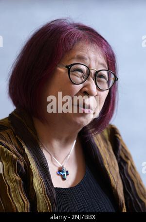 Rumiko Takahashi, Japanese manga artist, poses for photo during an ...