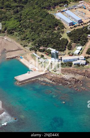 An aerial photo shows Mageshima Island in Iriomote City, Kagoshima ...