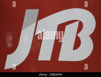 The trademark of JTB Corporation is seen in Chiyoda Ward, Tokyo on ...