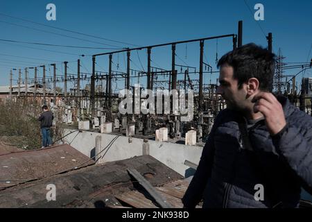 An electric power substation is charred by Russian airstrikes in the ...