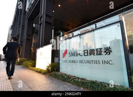A photo shows a building containing SMBC Nikko Securities INC. in ...