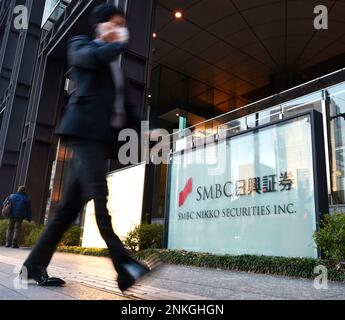 A photo shows a building containing SMBC Nikko Securities INC. in ...