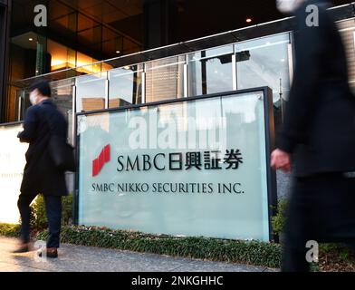 A photo shows a building containing SMBC Nikko Securities INC. in ...