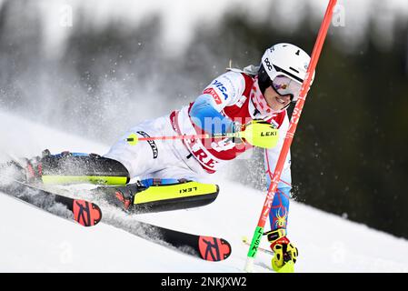 Paula Moltzan competes in the women's giant slalom ski race during the ...