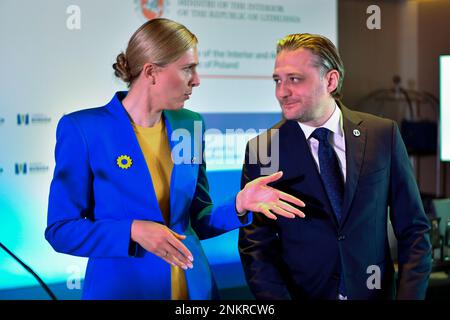 Lithuania's Minister of the Interior Agne Bilotaite, speaks during a ...