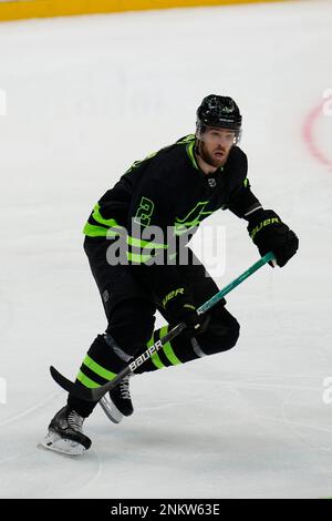 Dallas Stars defenseman Jani Hakanpaa takes a shot during Game 3 of an ...