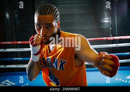 Nico Ali Walsh trains at Top Rank Gym, Monday, July 12, 2021, in Las ...