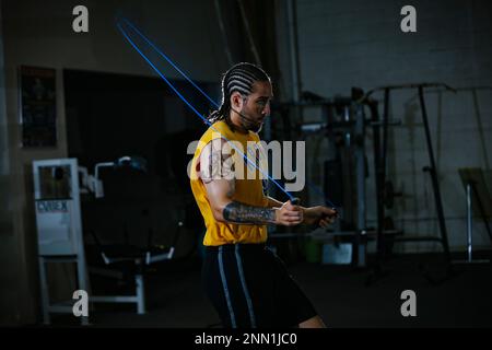 Nico Ali Walsh trains at Top Rank Gym, Monday, July 12, 2021, in Las ...