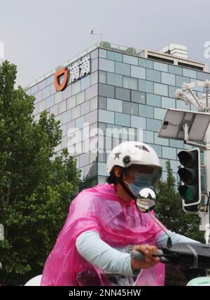 A photo shows the logo of Didi Chuxing Technology Co. in Beijing, China ...