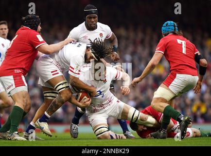 Jack Willis, Lewis Ludlam und Jamie George aus England feiern ihren ...