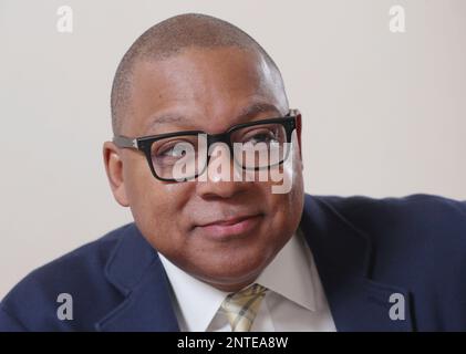Wynton Marsalis, an American trumpeter speaks during an interview in Minato Ward, Tokyo on May ...