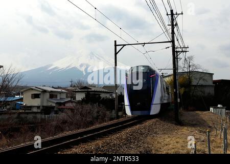 Limited express "FUJI EXCURSION" is pictured in Shinjuku Station in ...