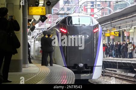 Limited express "FUJI EXCURSION" is pictured in Shinjuku Station in ...