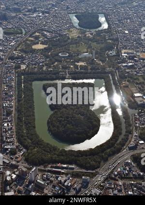 A photo shows Daisen Kofun (Nintoku Tenno Ryo) that is thought to be ...