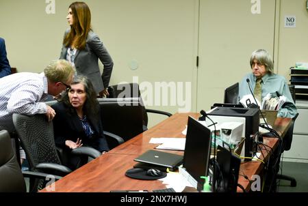 Defendant Louise Anna Turpin, right, talks with an investigator during ...