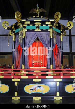 The "Takamikura" throne which will be used in the ceremony for the ...