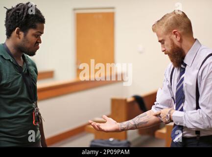 Lawyer David Lee Windecher shows some of his tattoos in Judge Asha ...
