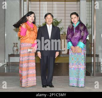 (L-R) Bhutan's Princess Dechen Yangzom Wangchuck, Japan's Crown Prince Naruhito and Bhutan's ...