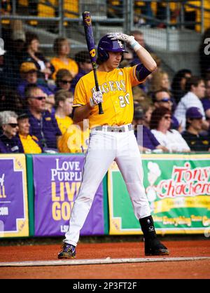 LSU infielder Conner Hale (20) chases a grounder single by Houston's ...