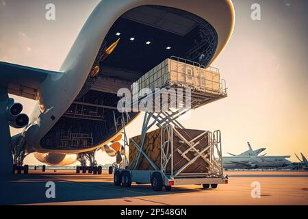 Das Verladen von Frachtcontainern in Flugzeuge ist eine entscheidende ...