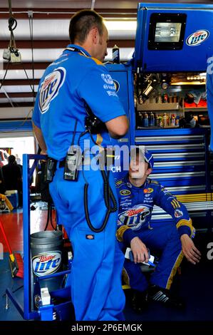 Brad Keselowski (left) and Crew Chief Jeremy Bullins (right) during ...