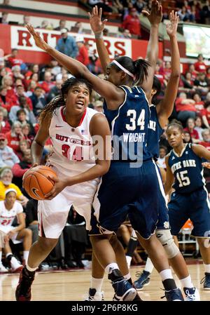 January 31 2012: Rutgers' forward/center Monique Oliver (34) is ...