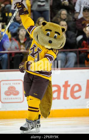 University of Minnesota mascot Goldy Gopher does his customary endzone ...